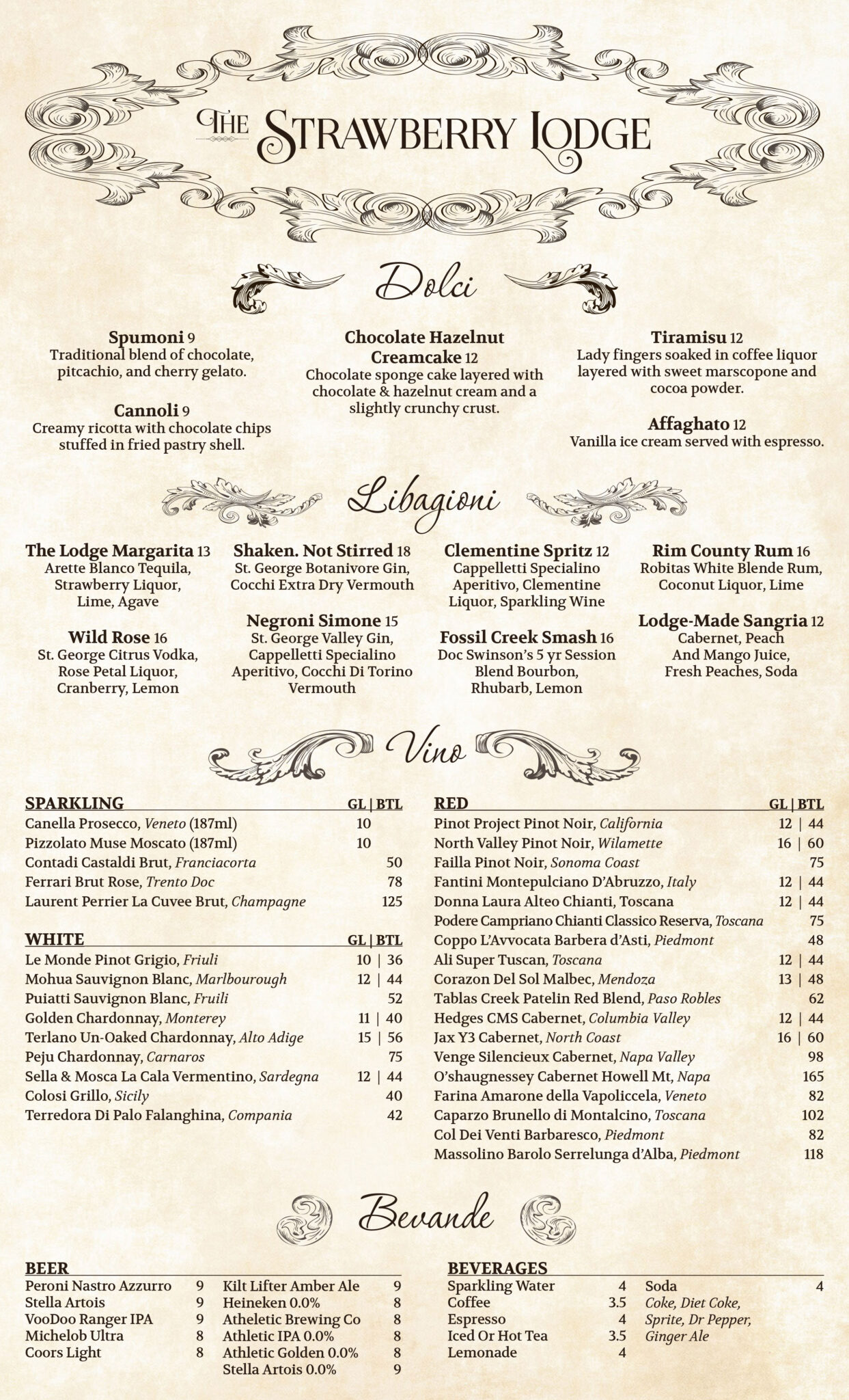 Menu – The Strawberry Lodge